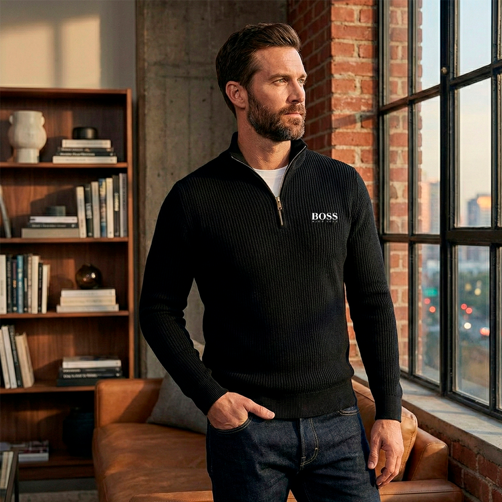 Hugo Boss Quarter-Zip Cotton Sweater – Milano